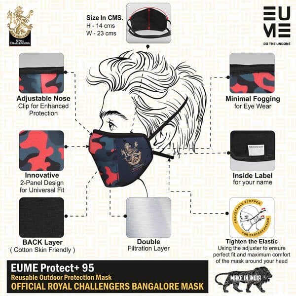 Royal Challengers Bangalore RCB Official IPL Face Mask Camo Black