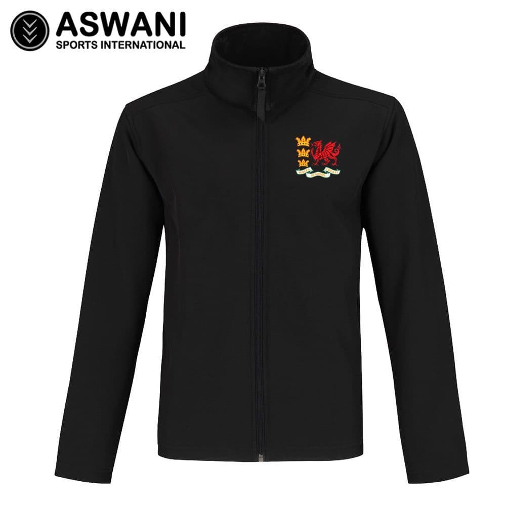 Wales Seniors Cricket Unisex Softshell Jacket Black