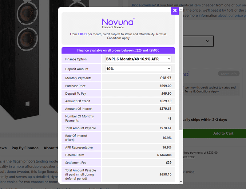 'Apply for finance' option added to checkout