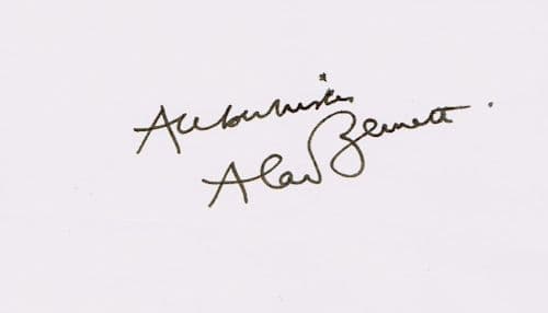 Alan Bennett Autograph Signed For Sale