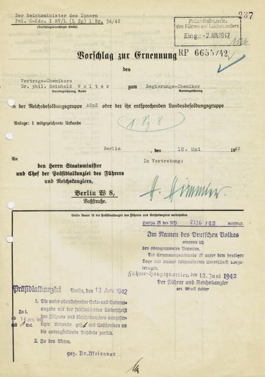 Heinrich Himmler Autograph Document Signed