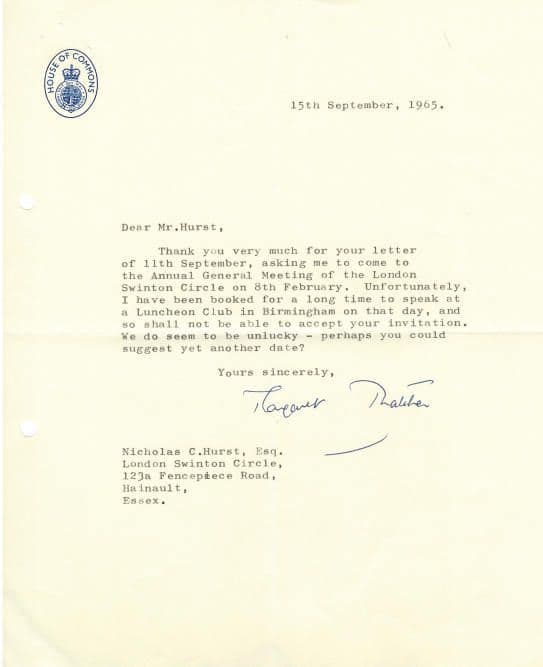 Margaret Thatcher Typed Letter Signed