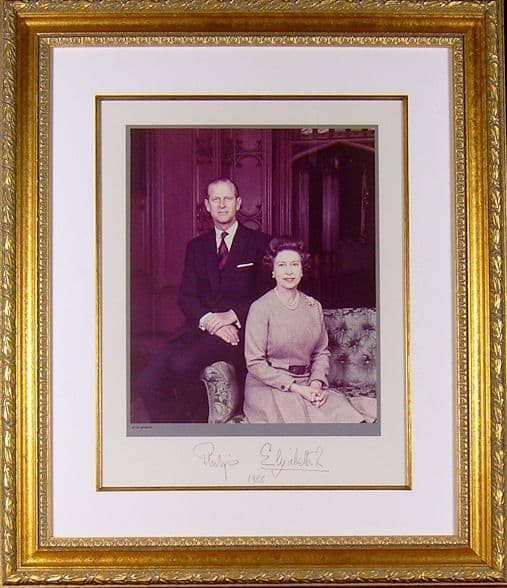 Queen Elizabeth II Prince Philip Autograph Signed Photo