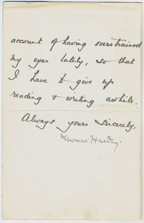 Thomas Hardy Signed Letter For Sale
