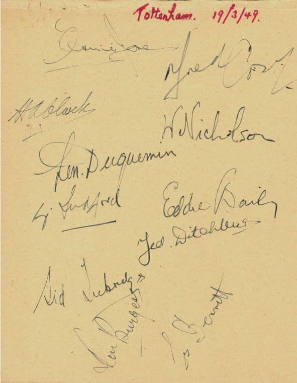 Tottenham Hotspur Autographs 1949