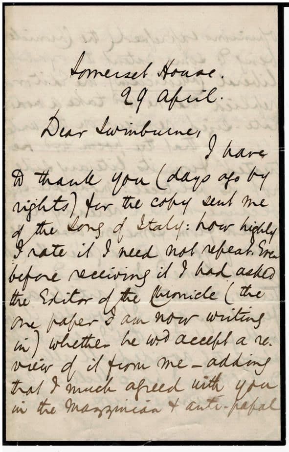 William Michael Rossetti Autograph Letter Signed - Pre-Raphaelite ...