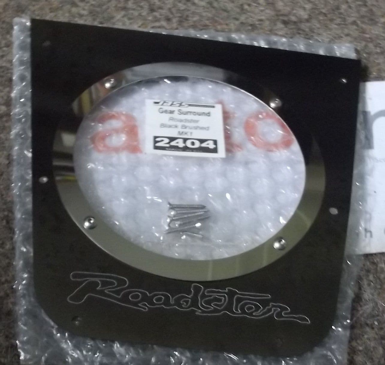 Gear lever surround trim black brushed s/s Roadster logo Mazda MX-5 mk1 ...