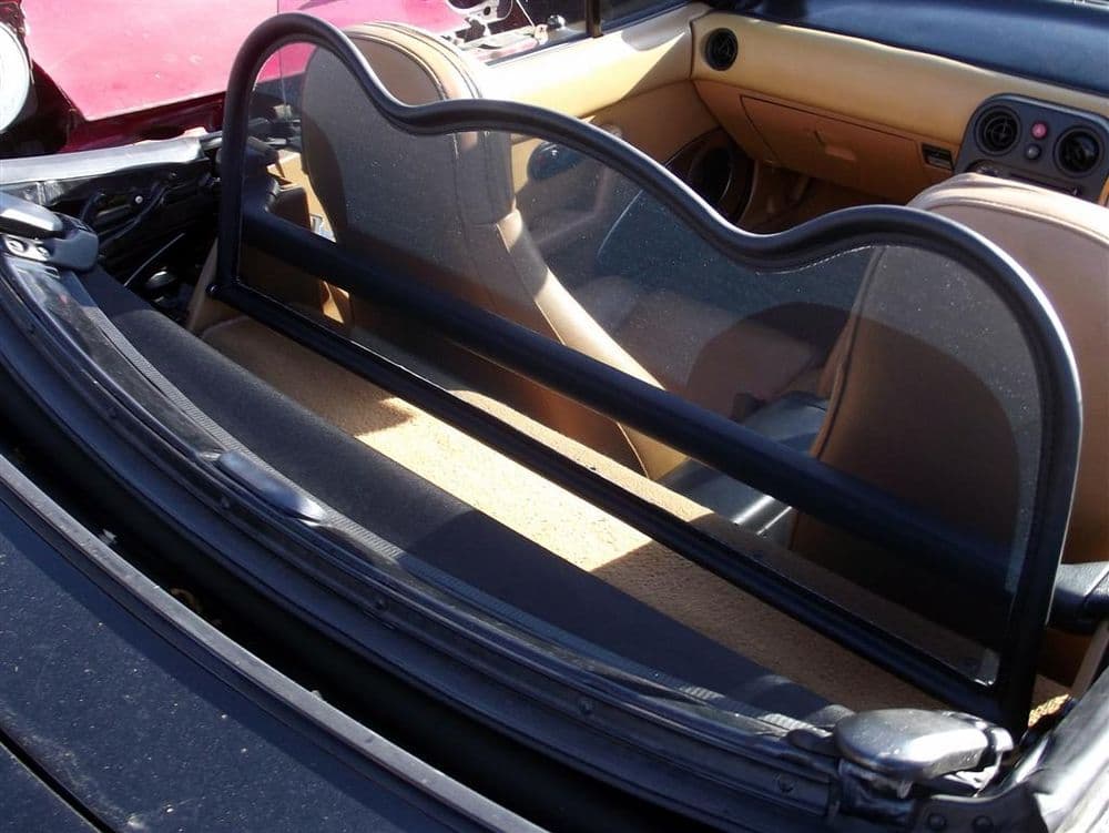 Wind deflector black mesh windblocker MX-5 mk1 & mk2 R shape NEW
