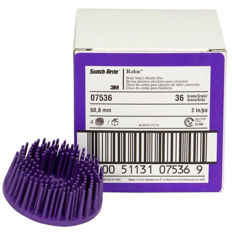3M Scotch-Brite Roloc Bristle Disc Purple 50 mm Qty of 4