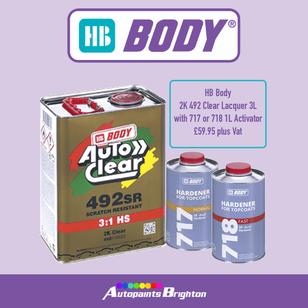 HB Body 2K 492 Clear Lacquer 3L & 1L Activator Select Activator