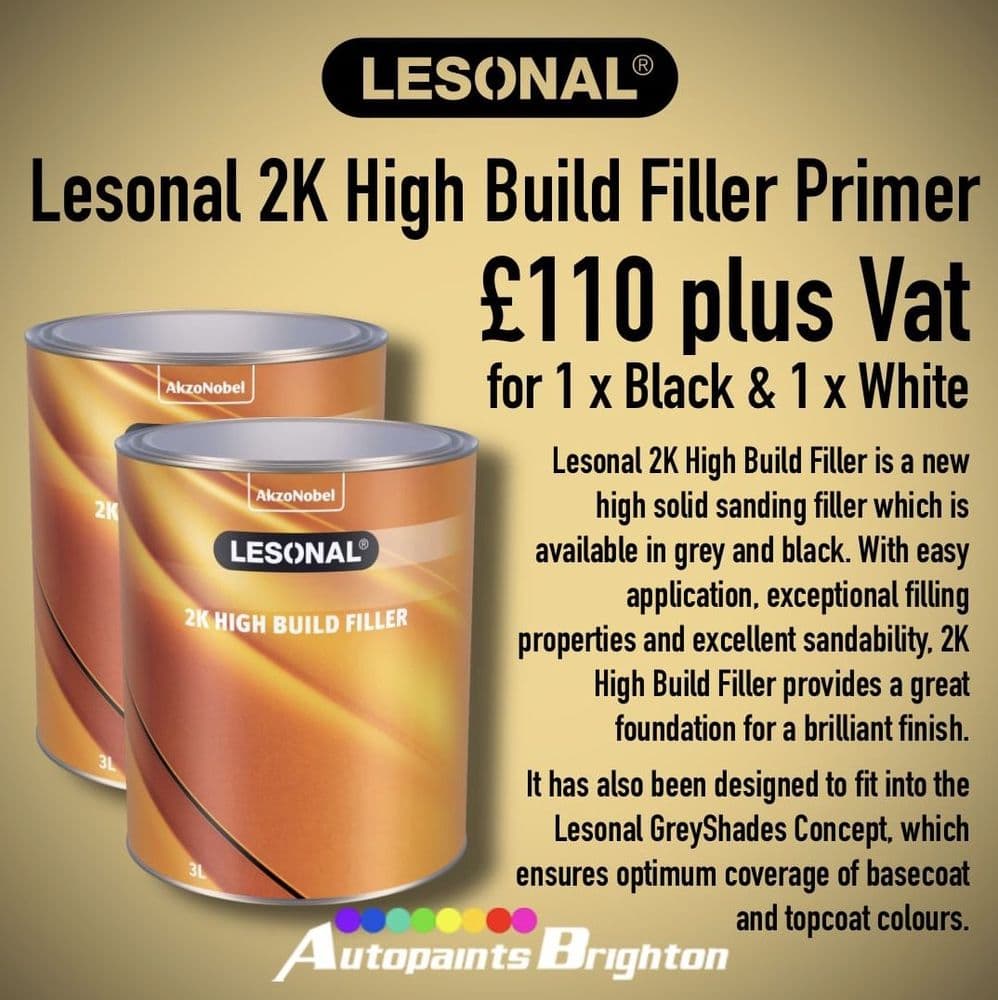 Lesonal 2K High Build Filler 3L 1 Black & 1 White