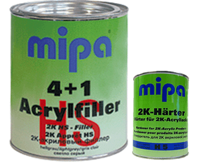 MIPA 4 1 Acrylfiller 2K HS High Build Primer Filler 4L and 1L MIPA H5 Activator/ Hardener