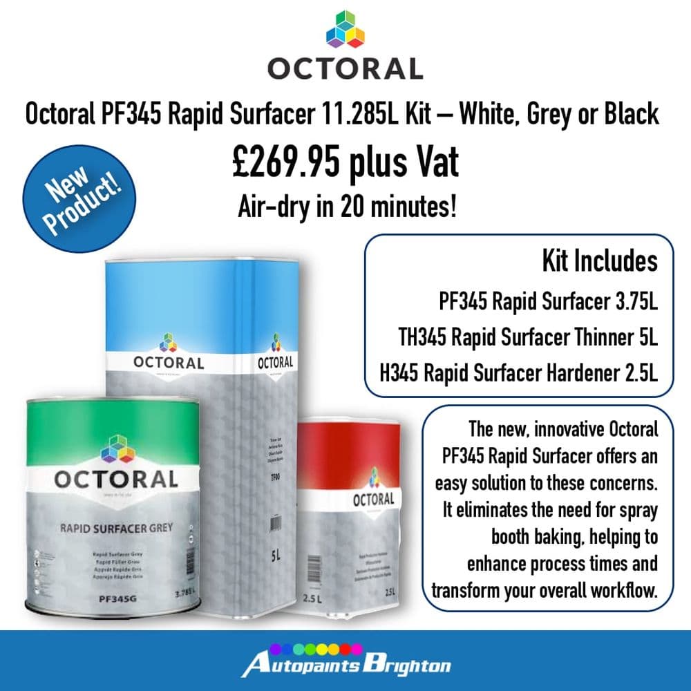 Octoral PF345 Rapid Surfacer 11 285L Kit White Grey or Black