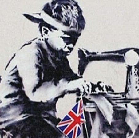 Banksy Child Labour Sewing Union Flag drinks mat / coaster 2f