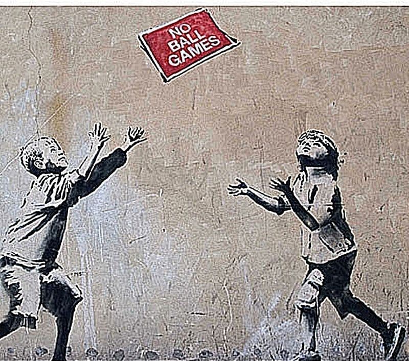 Banksy No Ball Games drinks mat / coaster 2f