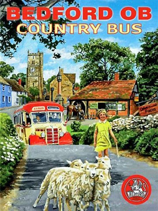 Bedford OB Bus Steel Sign 400mm x 300mm CLEARANCE