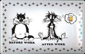 Before Work/After Work embossed steel funny wall sign