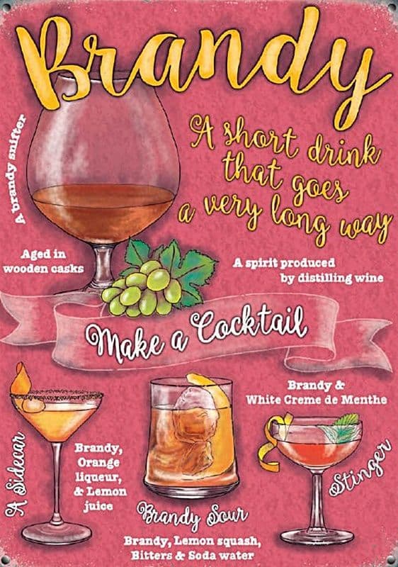 Brandy Cocktails small steel sign 200mm x 150mm og