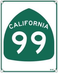 California Highway 99 aluminium sign