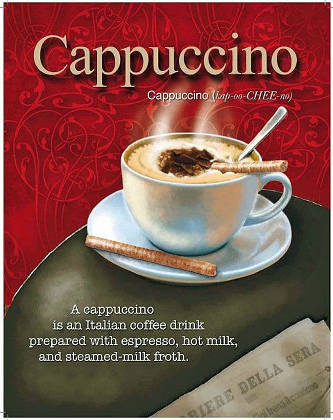 Cappuccino steel wall sign 400mm x 300mm