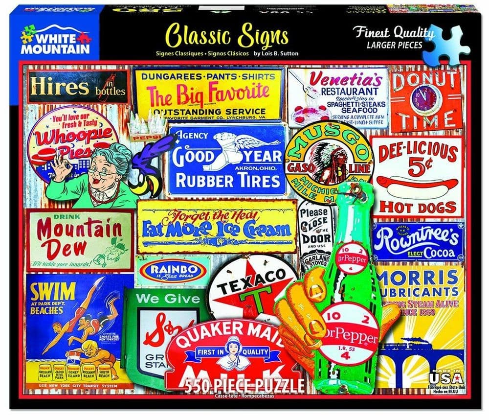 Classic Signs 550 piece jigsaw puzzle by White Mountain 450mm x 610mm
