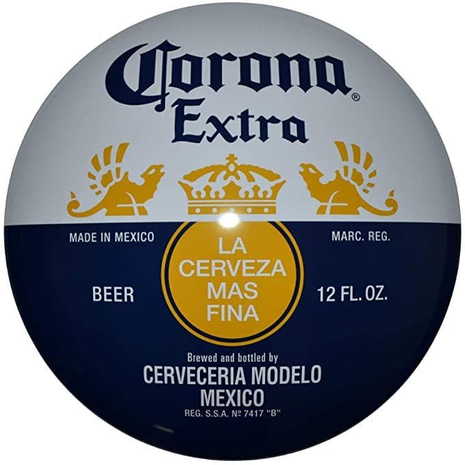 Corona Extra Label Round Large Domed Metal Sign 420mm/15" st