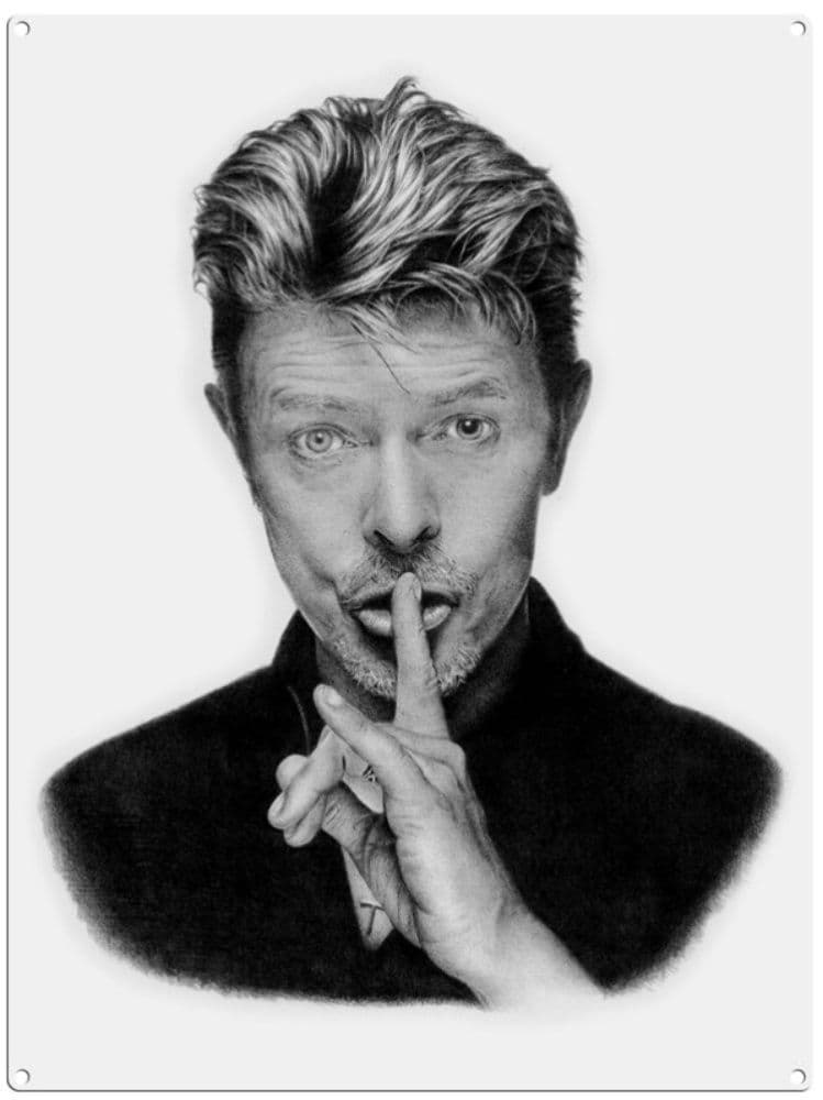 David Bowie Pencil Drawing by Chris Burns small steel sign 200mm x 150mm og