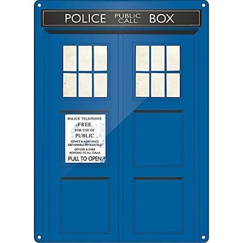 Doctor Who Police Box Large Metal Sign 400mm x 300mm hb