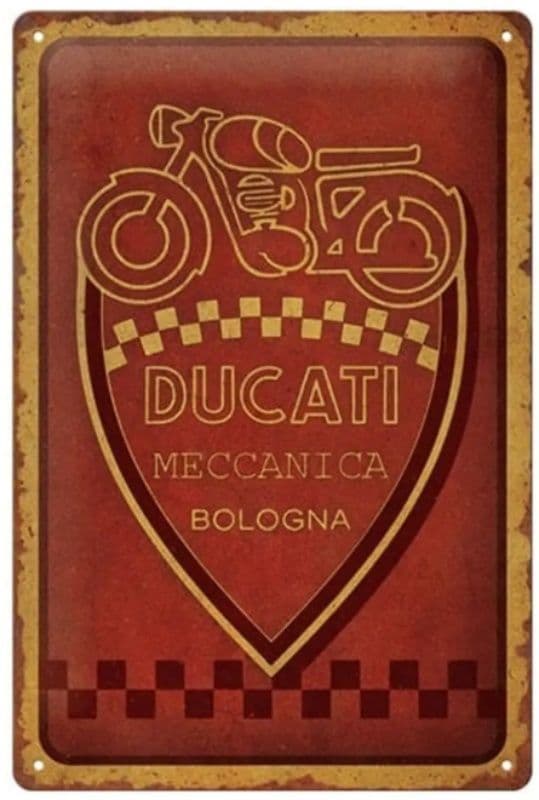 Ducati Meccanica Bologna embossed metal sign 300mm x 200mm