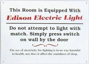 Edison Electric Light enamelled steel wall sign dp