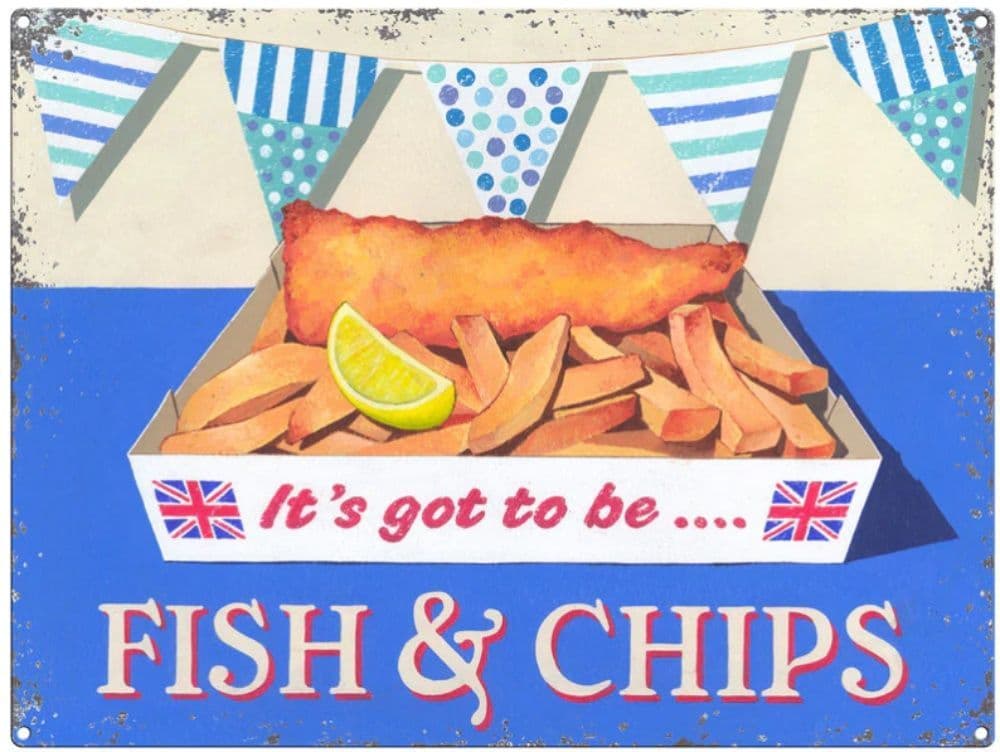 Fish N Chips in Box large steel sign 400mm x 300mm