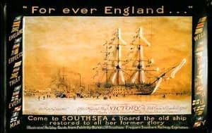 Forever England HMS Victory Southsea embossed steel sign 300mm x 200mm