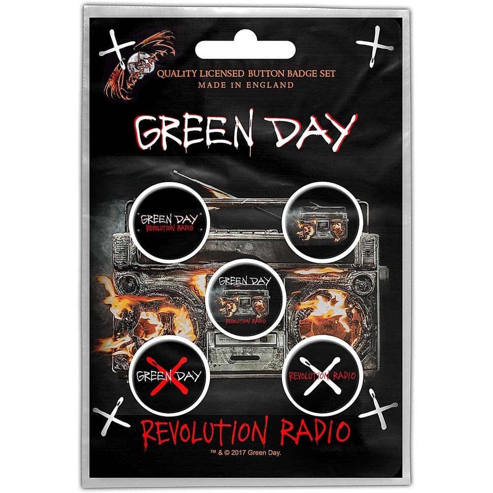 Green Day Revolution Radio 5 Pin Badges in Pack ro
