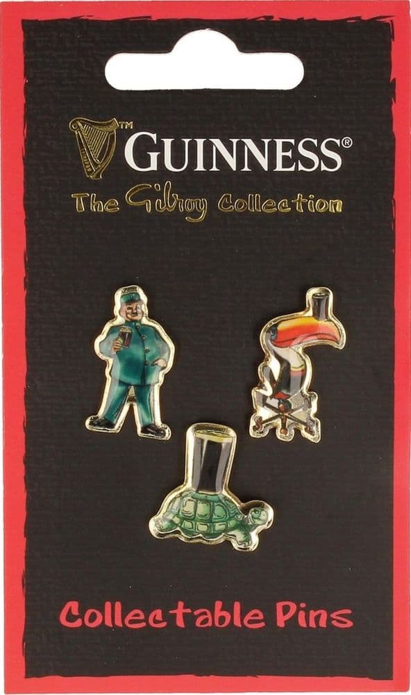 Guinness Gilroy Characters set of three enamel pin badges