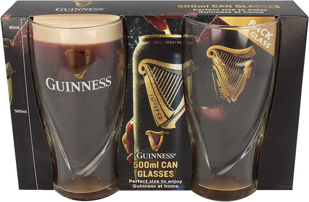 Guinness Harp Logo 500ml Can size glasses pack of 2 Official Guinness ...