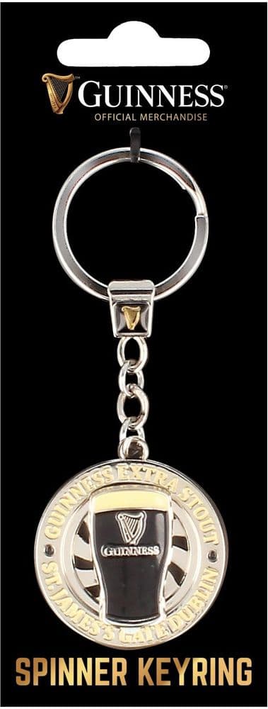 Guinness Pint Glass Metal Spinner Keyring sg