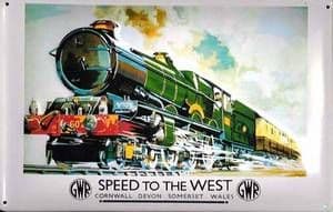 GWR Speed to the West embossed metal sign