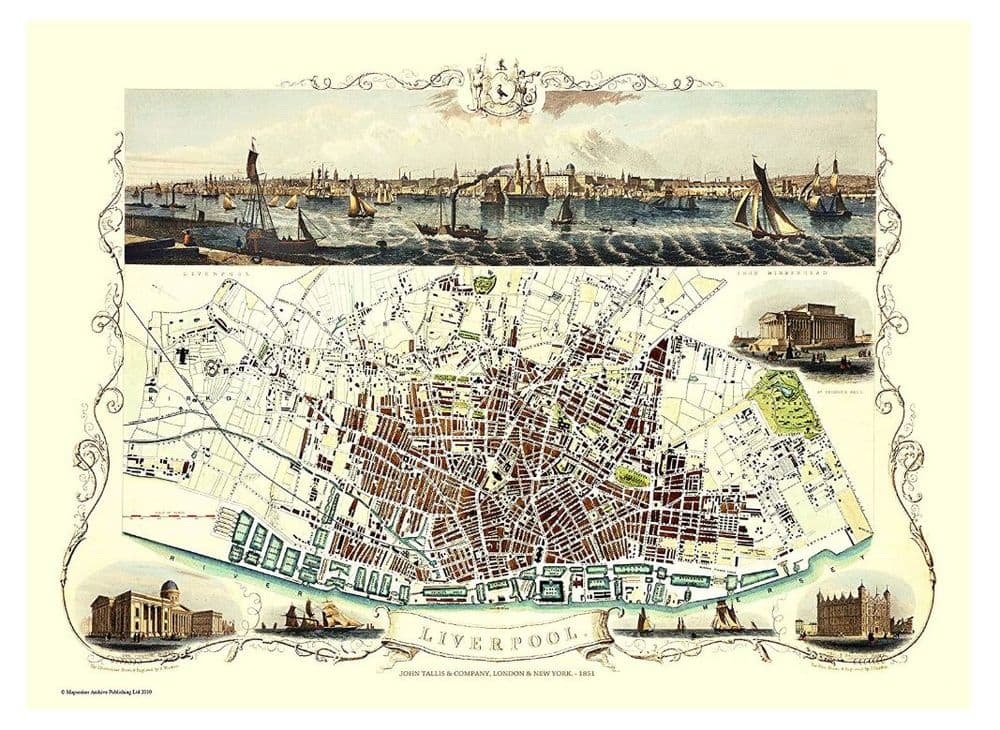 History Portal Liverpool 1851 Map John Tallis 1000 Piece Jigsaw 690mm x ...