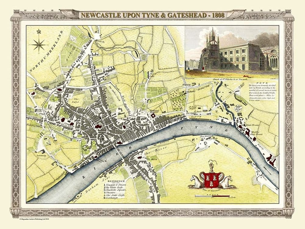 History Portal Map Newcastle & Gateshead 1808 by Cole & Roper 1000 ...