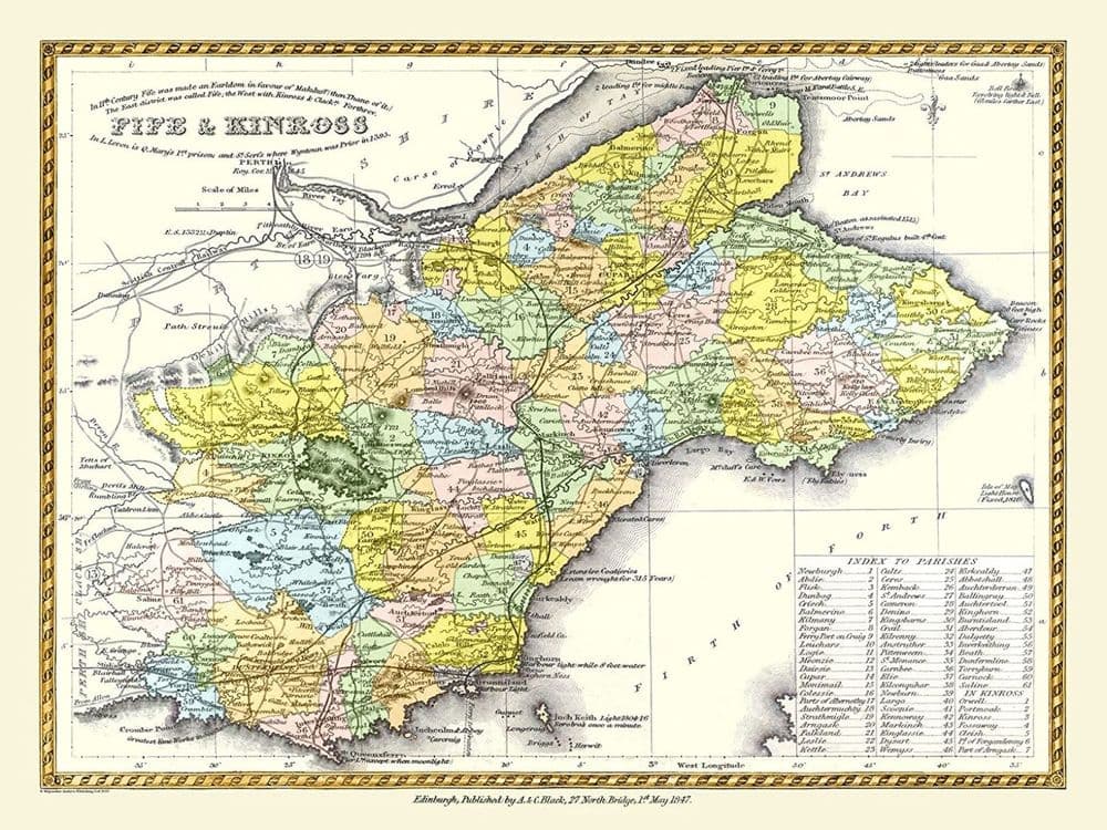 History Portal Map of Fife & Kinross 1847 by Blacks 1000 Piece Jigsaw ...