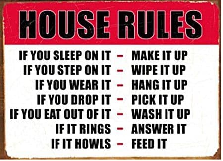 House Rules Metal Funny Sign fd