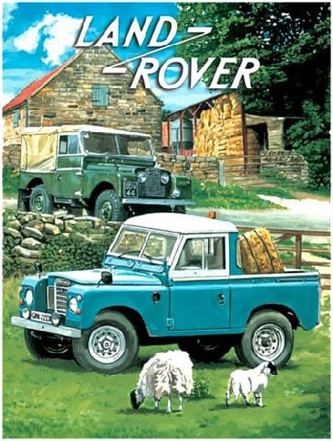 Land Rovers 2 with sheep large metal sign 400mm x 300mm
