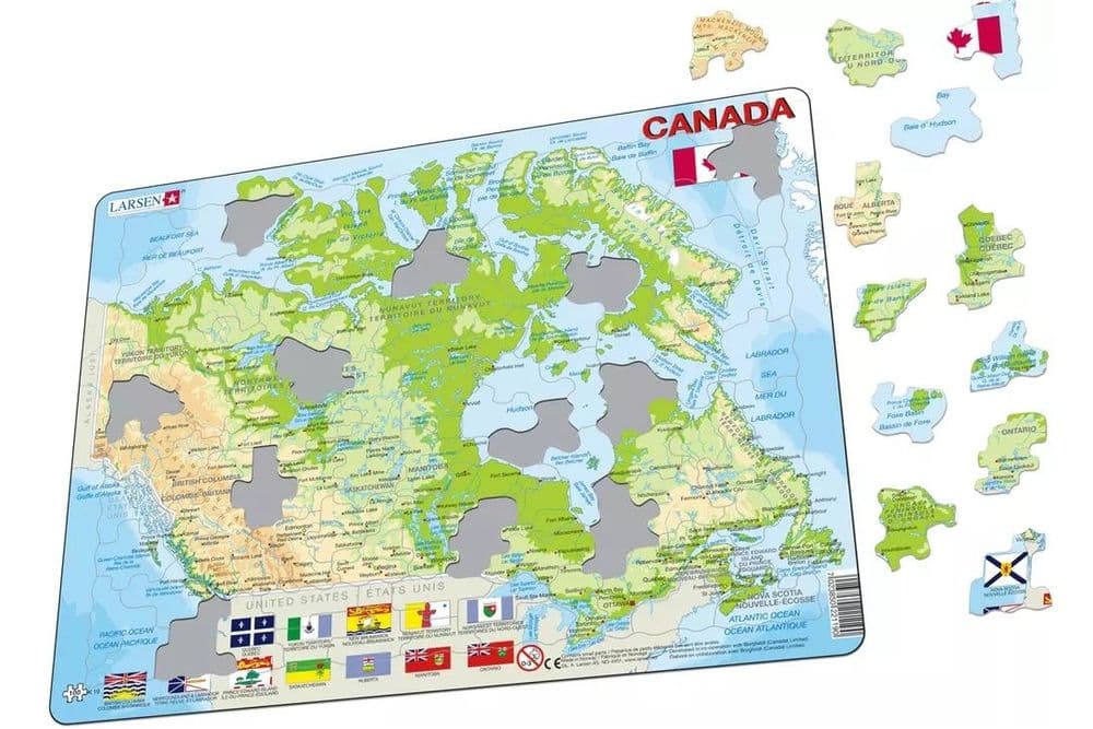 Map of Canada Physical- Frame/Board Jigsaw Puzzle 29cm x 37cm LRS K19-V1