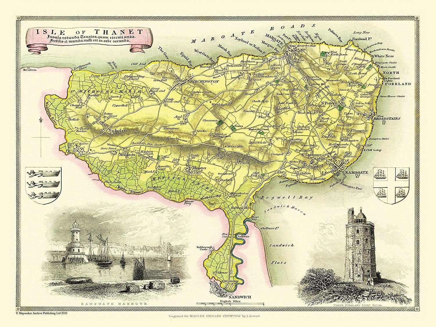 Map of Isle Of Thanet 1836 by Thomas Moule 1000 Piece Jigsaw Puzzle jhg