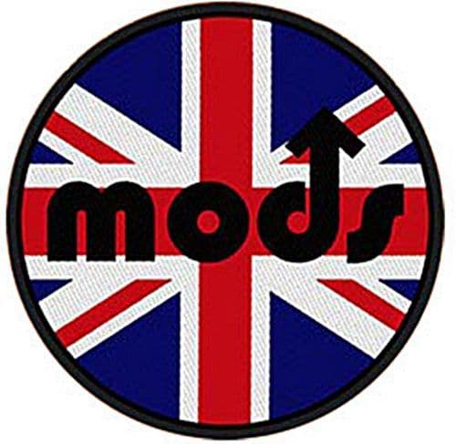 Mods Union Flag 90mm round iron-on/sew-on cloth patch rz