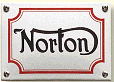 Norton logo vitreous enamel steel badge grey gs 1410