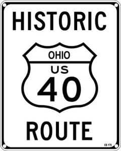 Ohio Historic US40 Route aluminium sign 255mm x 205mm ss