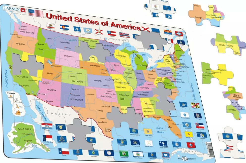 Map Of Us States Jigsaw State Plates USA Map 1000 Piece Jigsaw Puzzle