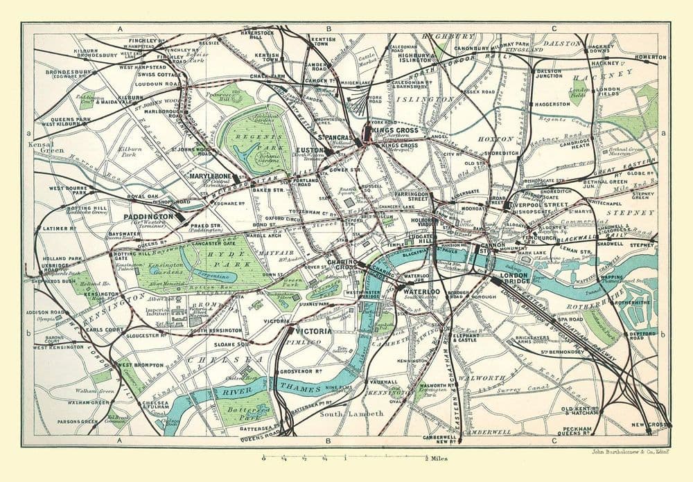 Railway Map Of Central London 1908 1000 Piece Jigsaw Puzzle jhg