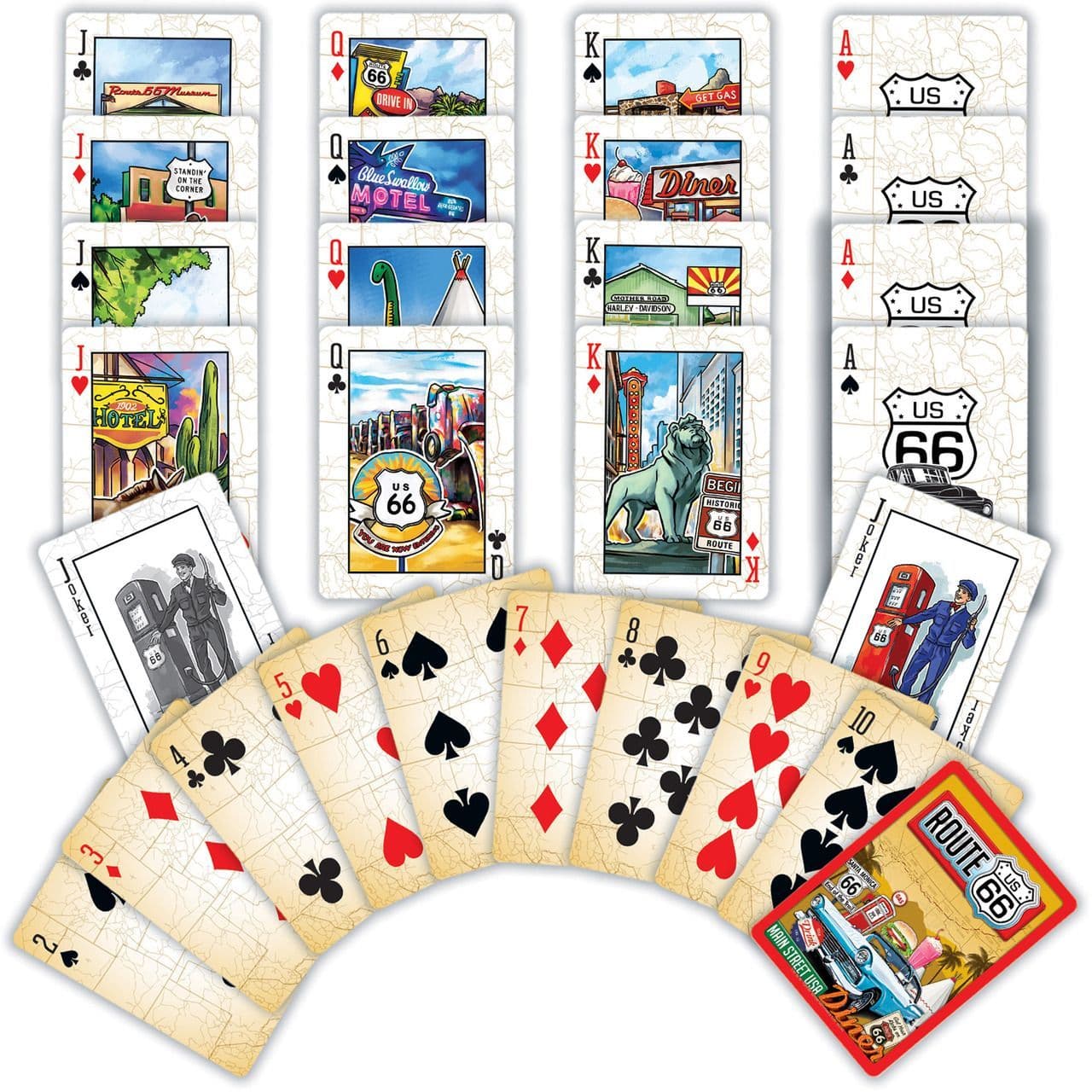 Route 66 set of 52 playing cards jokers mpc